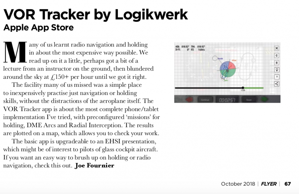 VOR Tracker in Flyer Magazine – VOR Tracker – IFR Procedure Trainer